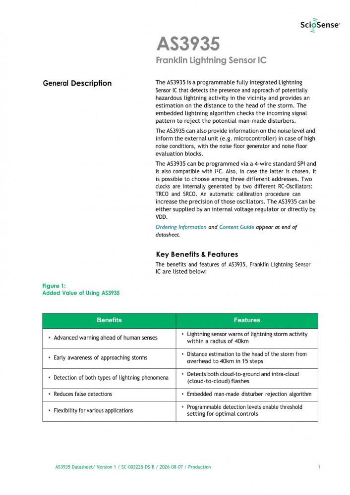 AS3935 datasheet page 3