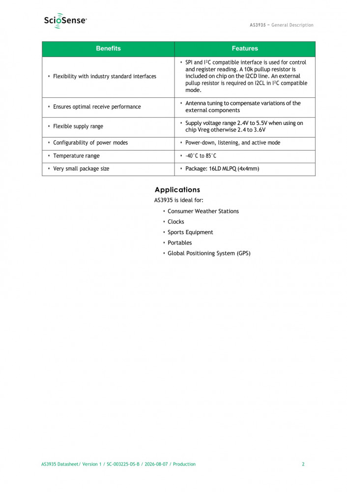 AS3935 datasheet page 4