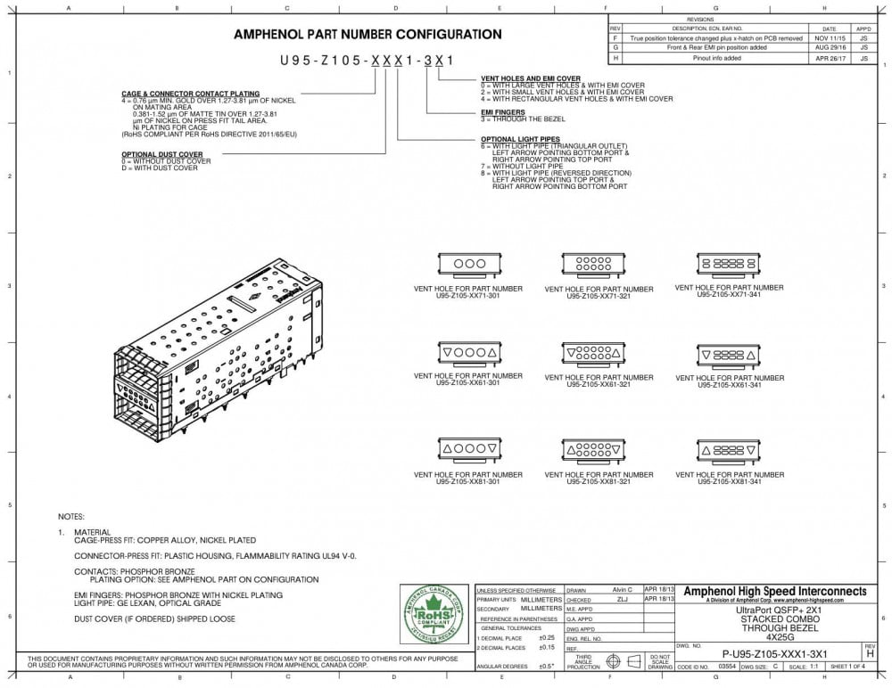 Amphenol U95-Z305 configuration drawing page 1