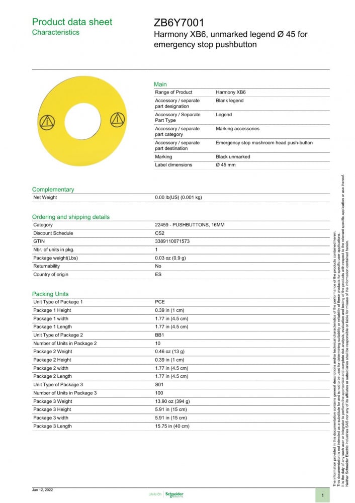 ZB6Y7001 technical document page 1
