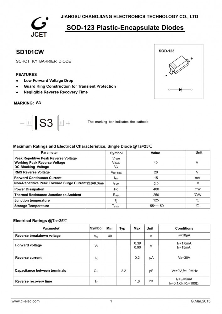 SD101CW datasheet page 1