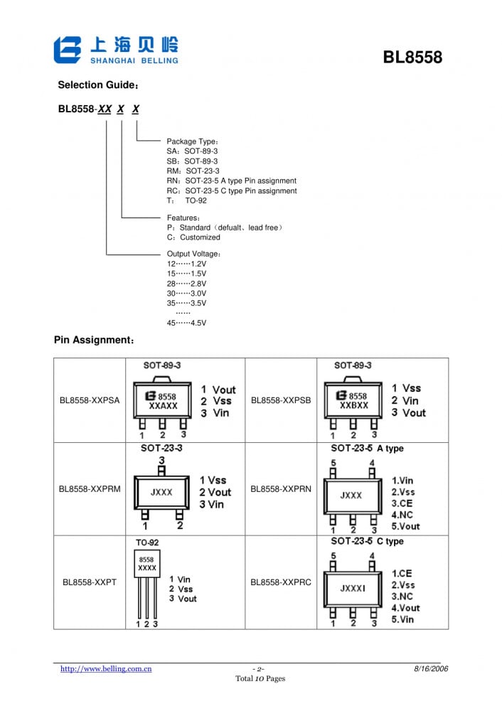 BL8558 datasheet page 2