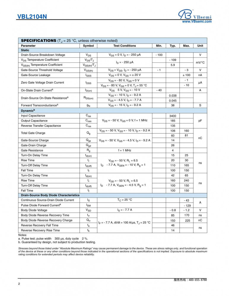 VBL2104N datasheet page 2