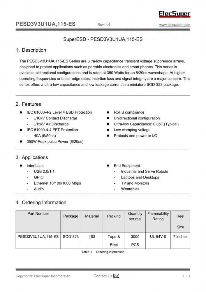 PESD3V3U1UA,115-ES datasheet page 1