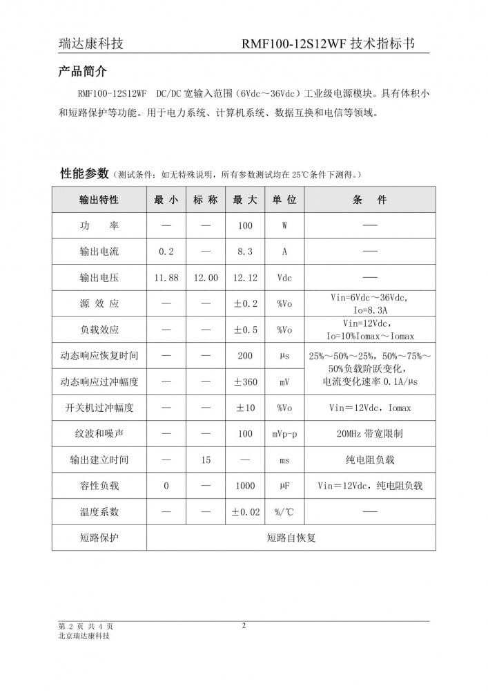 RMF100-12S12WF datasheet page 2