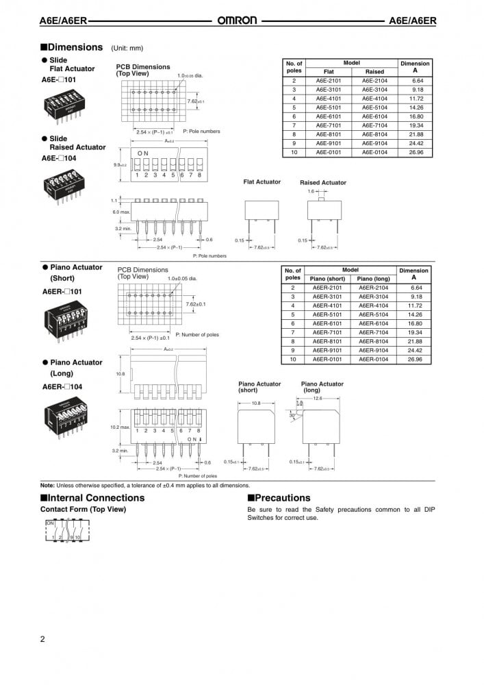 OMRON A6E-6101 datasheet page 2