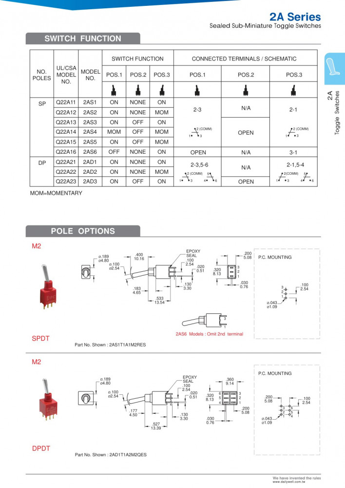 Dailywell 2AS3T1A1M2QES datasheet page 2