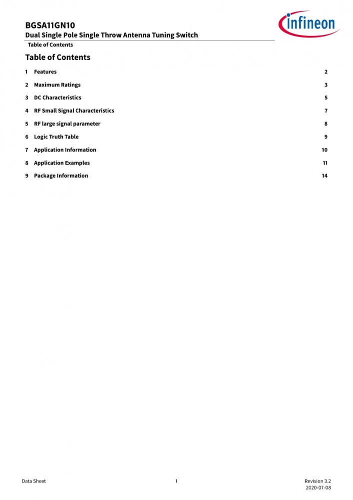 BGSA11GN10 datasheet page 2