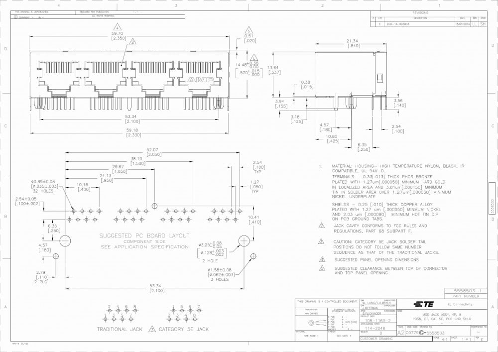TE Connectivity 5558503-1 controlled drawing