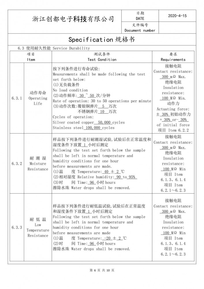 CAX TS1103S-12x12x8.5DIP specification page 6