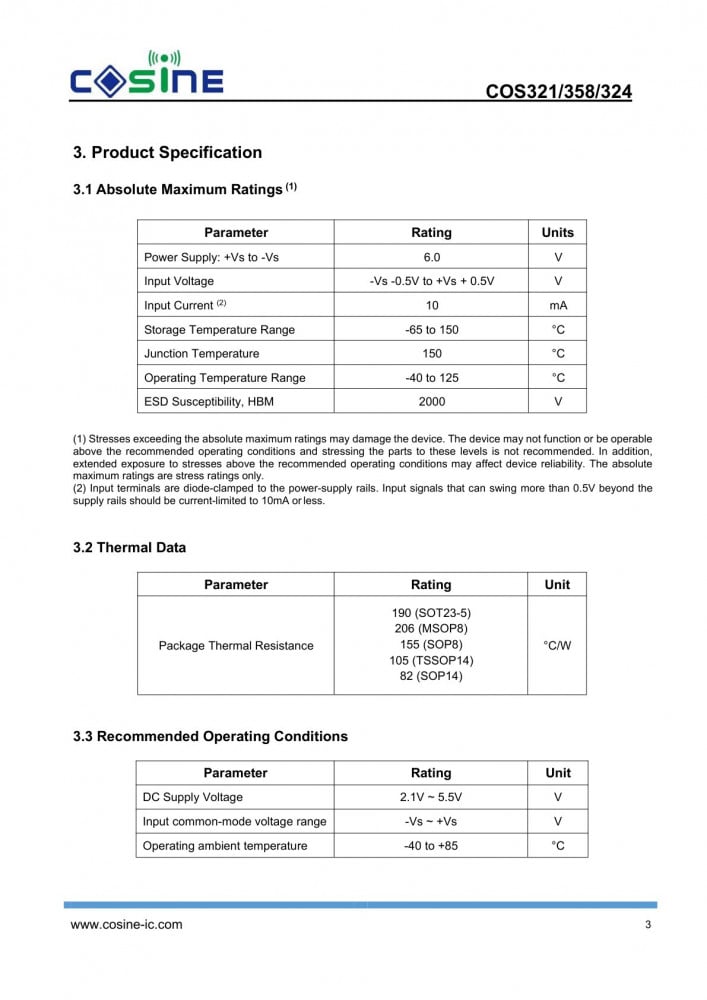 COS358TR datasheet page 3