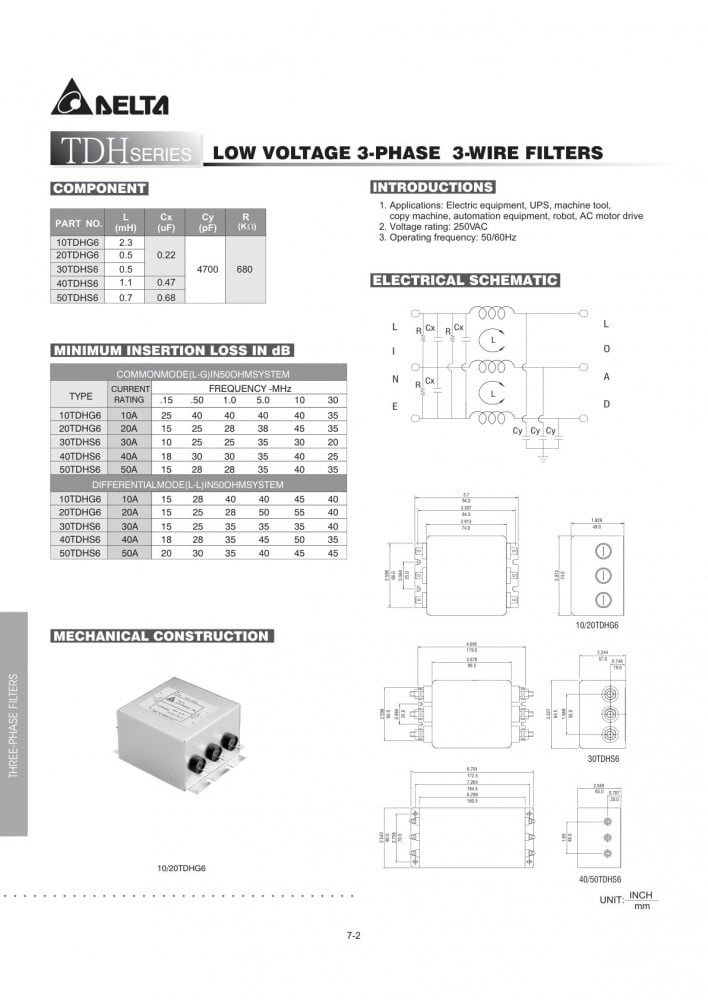 DELTA TDH Series technical document page