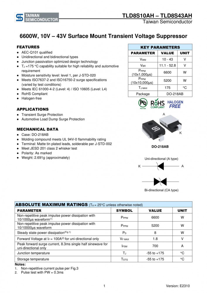 TLD8S30CAH datasheet page 1