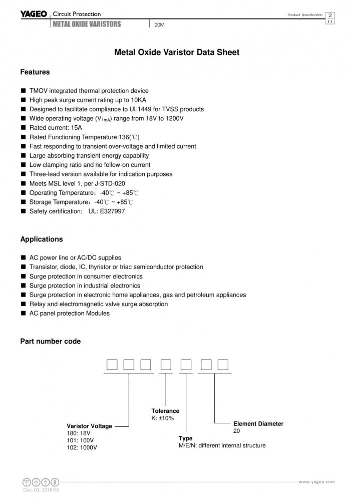 Brightking 20M series datasheet page 2