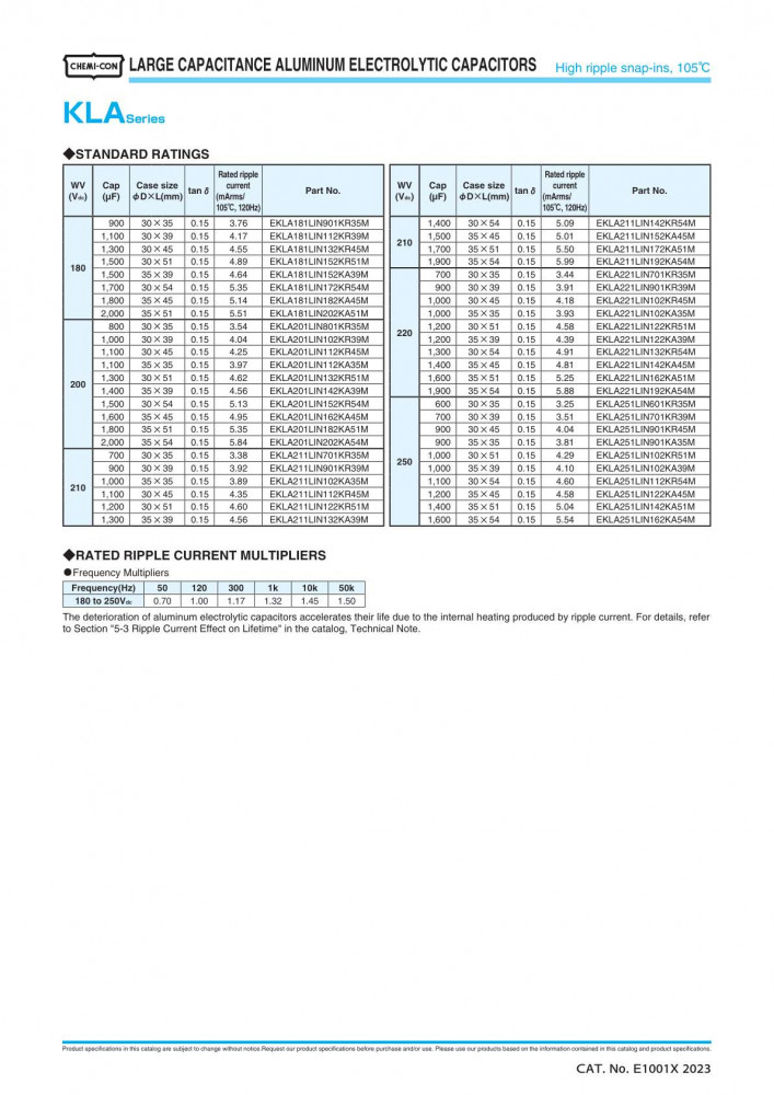 KLA series technical document, page 2