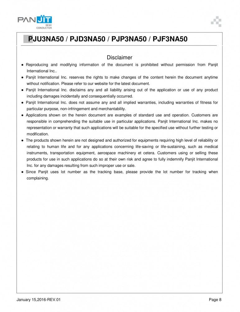 PANJIT PJD3NA50 datasheet page 8