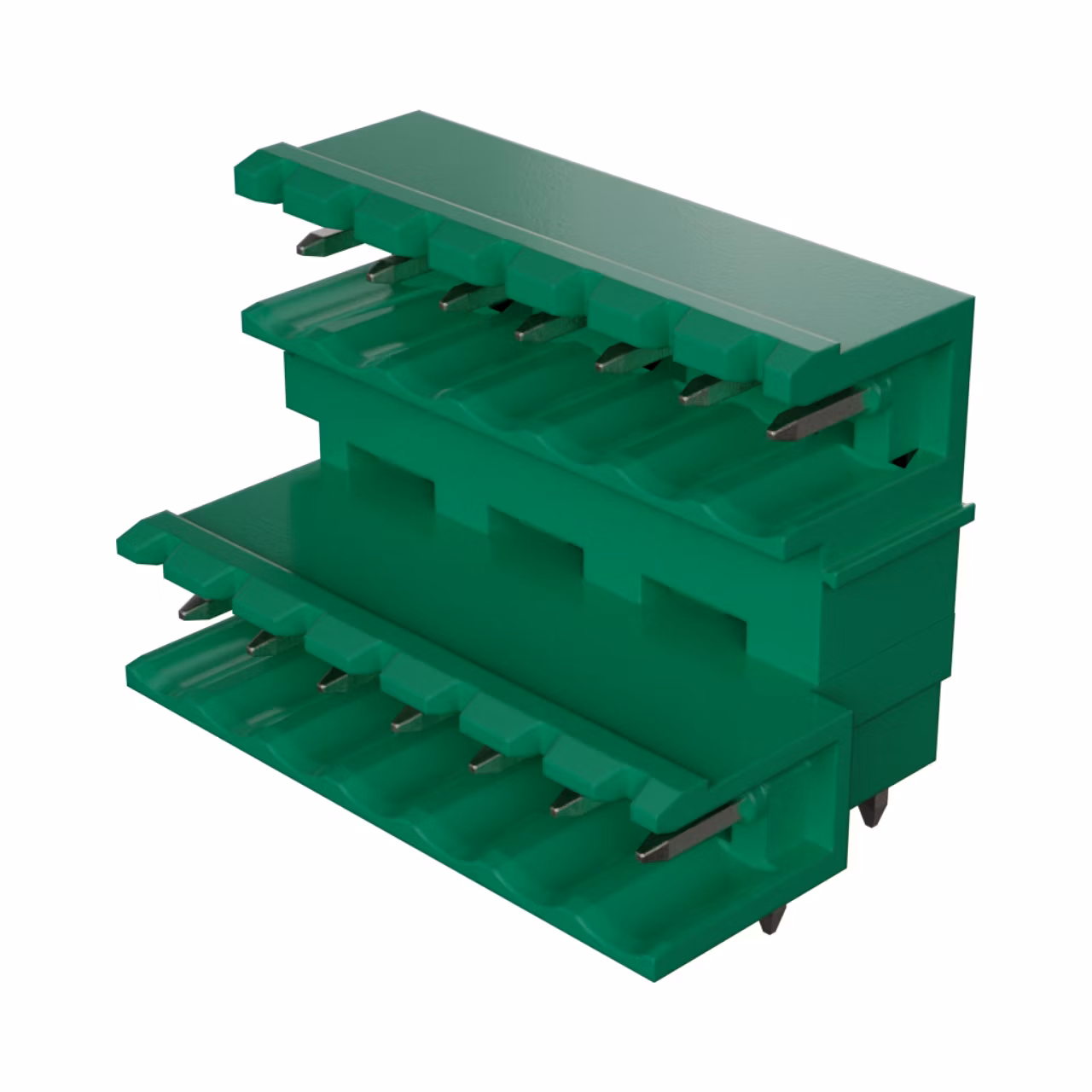 5.00mm Pitch Eurostyle Horizontal Dual Level PCB Header, Open Ends, Green Housing, 14 Circuits for sale