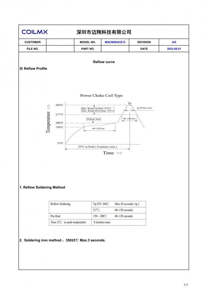 MACM5045 reflow profile