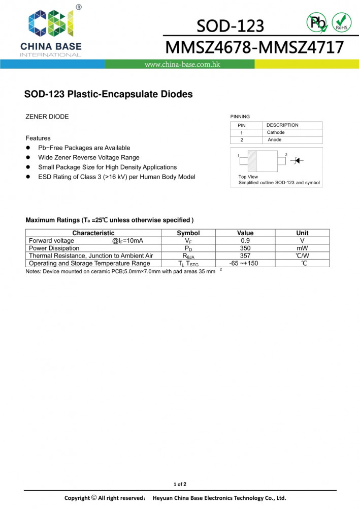 CBI MMSZ4702 datasheet page 1