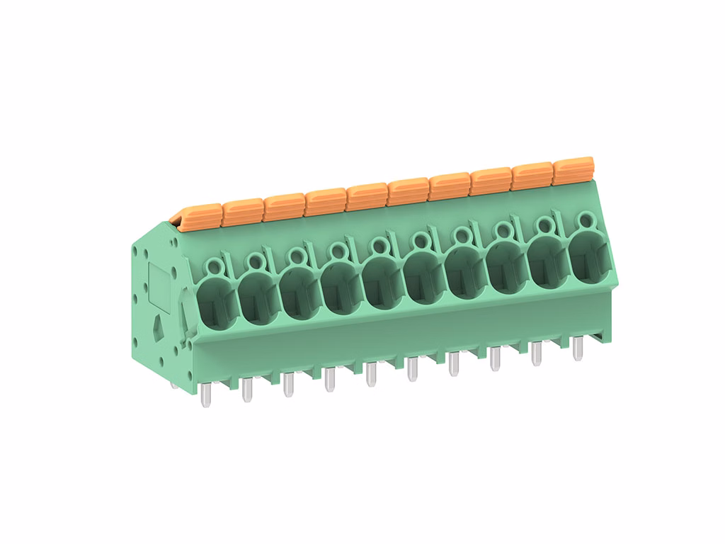 7.50mm Pitch Lever Activated Fixed Mount PCB Terminal Block, 35° Wire Entry, Bussed Terminals, 10 Circuits for sale