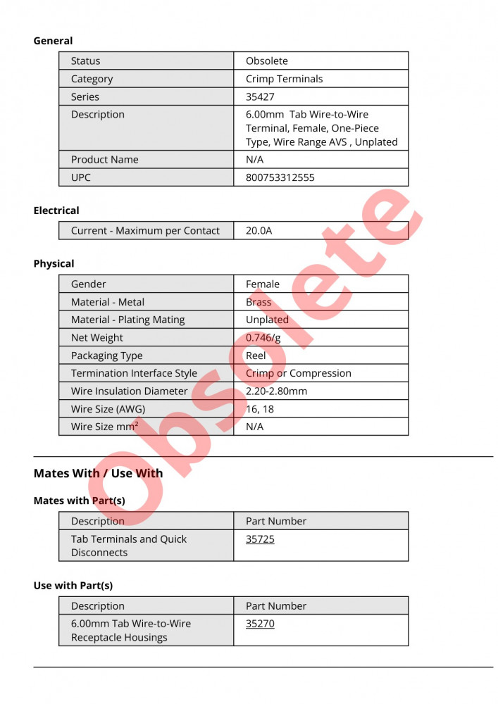 Technical document page 2 for Molex 354279800