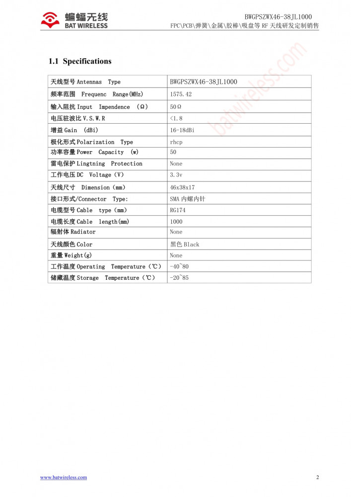 BWGPSZWX46-38JL1000 specification page 2