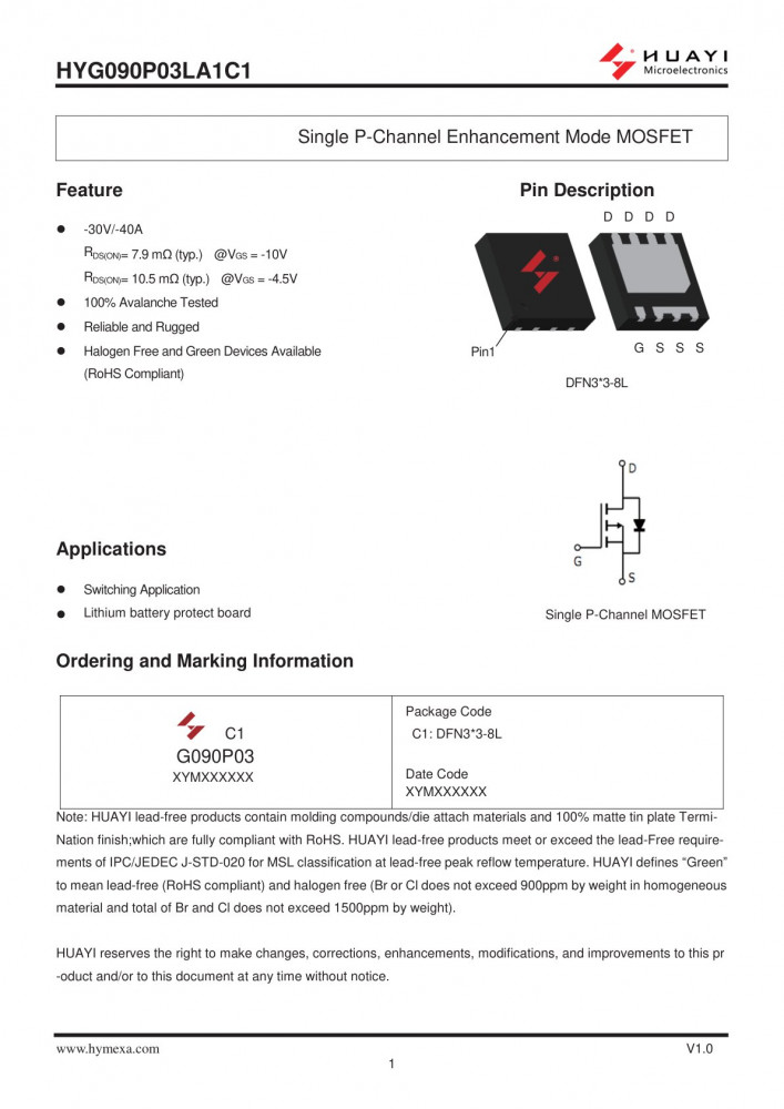 HYG090P03LA1C1 datasheet page 1