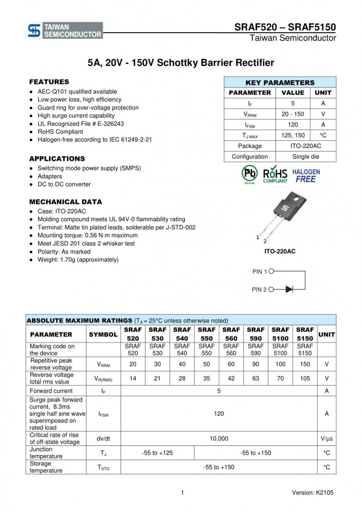 SRAF5150 datasheet page 1