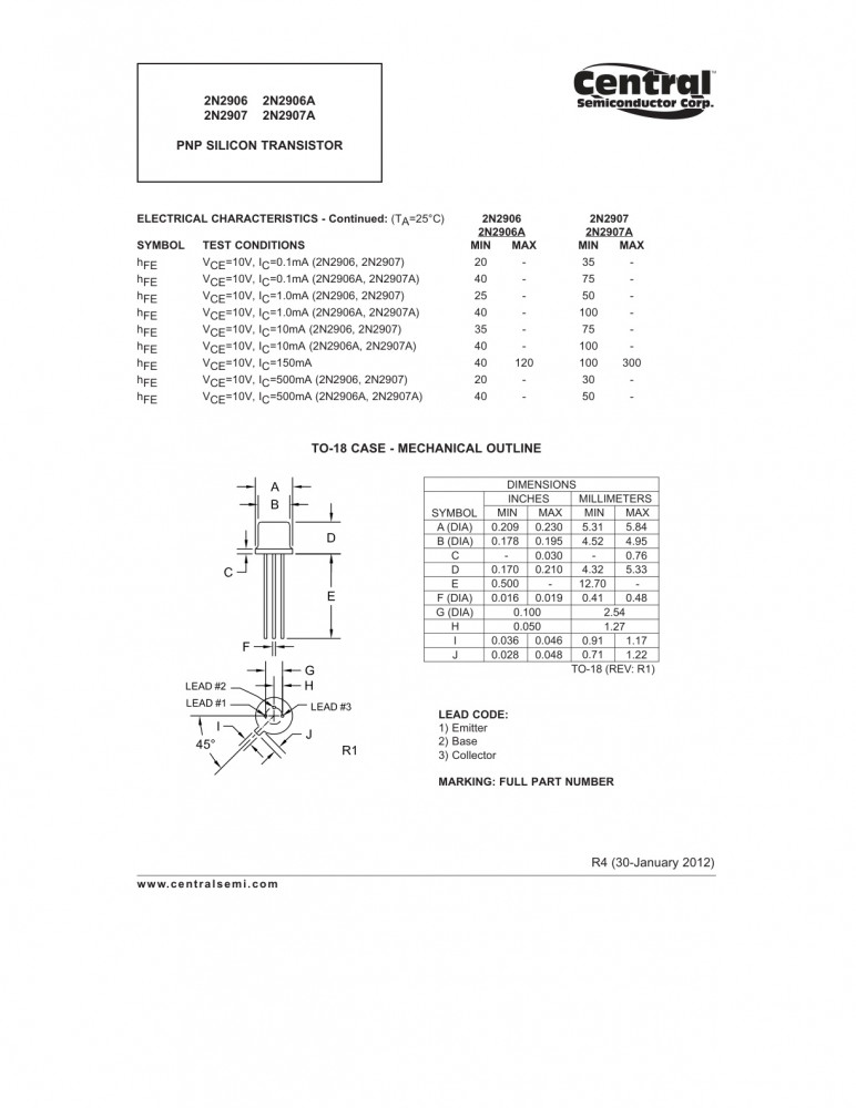 2N2907A PBFREE datasheet page 2