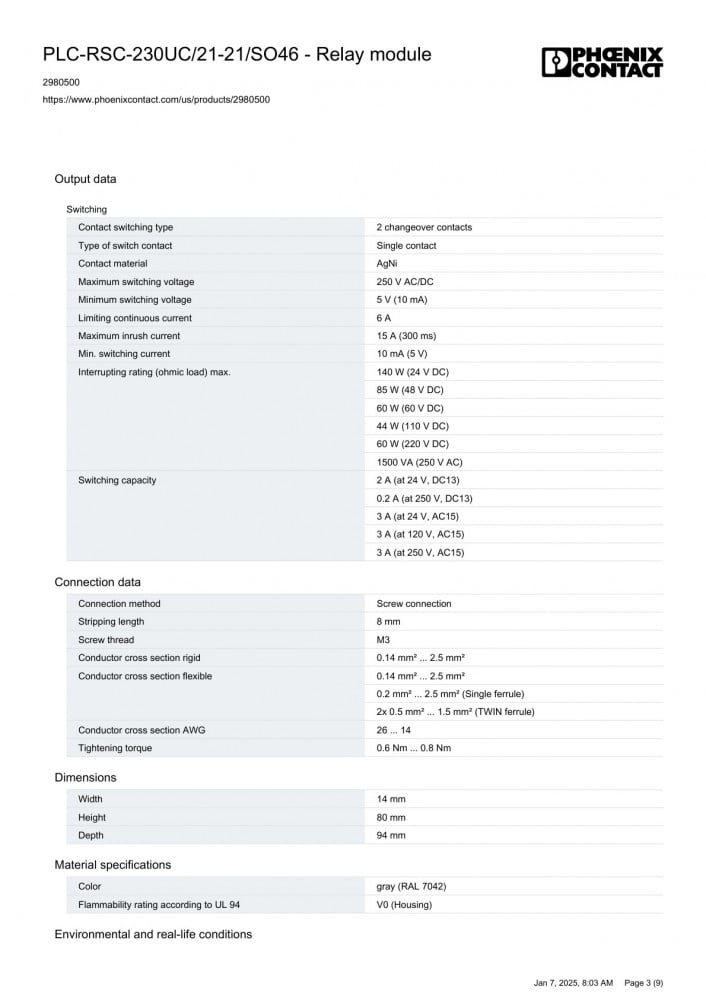 Phoenix Contact 2980500 technical document page 3