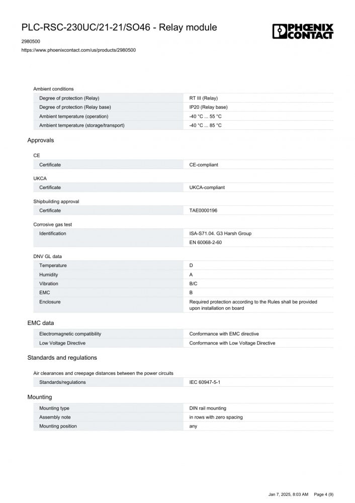 Phoenix Contact 2980500 technical document page 4