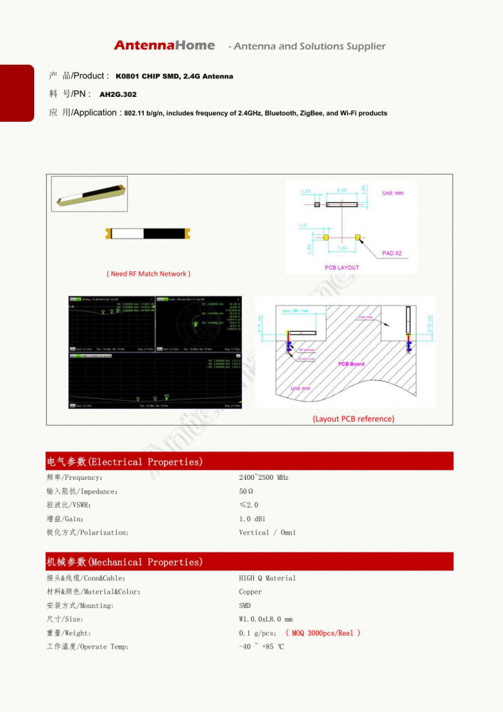 AntennaHome AH2G.302 product document, page 1