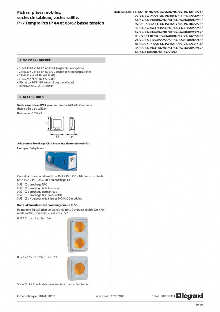 Legrand P17 Tempra Pro technical document page 10