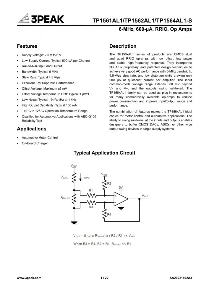 TP1561AL1 datasheet page 1
