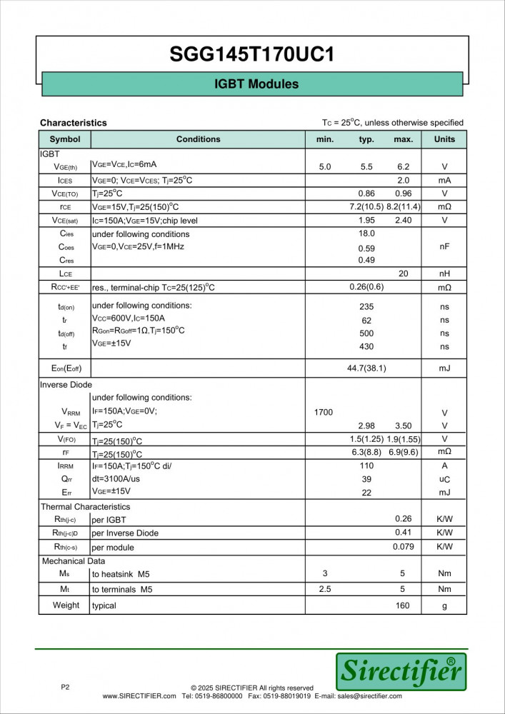 SGG145T170UC1 document page 2