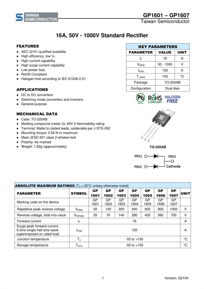 GP1606 technical document page 1