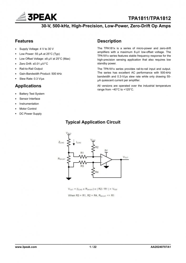 TPA1811 datasheet page 1