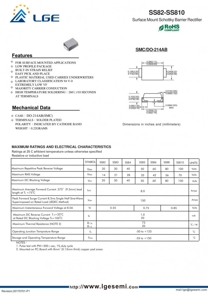 LGE SS84 datasheet page 1