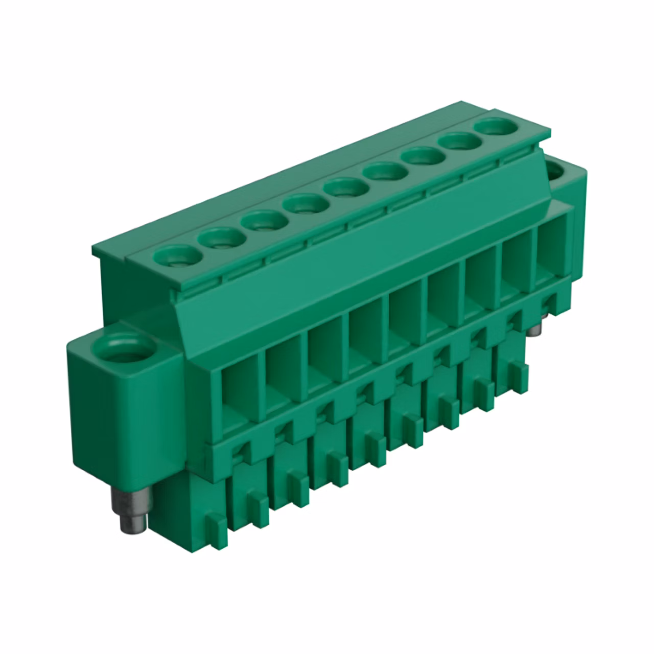 3.50mm Pitch Eurostyle Vertical Plug, with Retention Screws, Front Wire Entry, Green Housing, 9 Circuits for sale