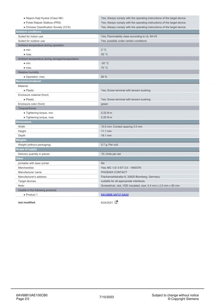 6AV68810AE100CB0 datasheet page 2