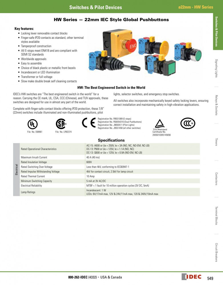IDEC HW Series technical document page 1