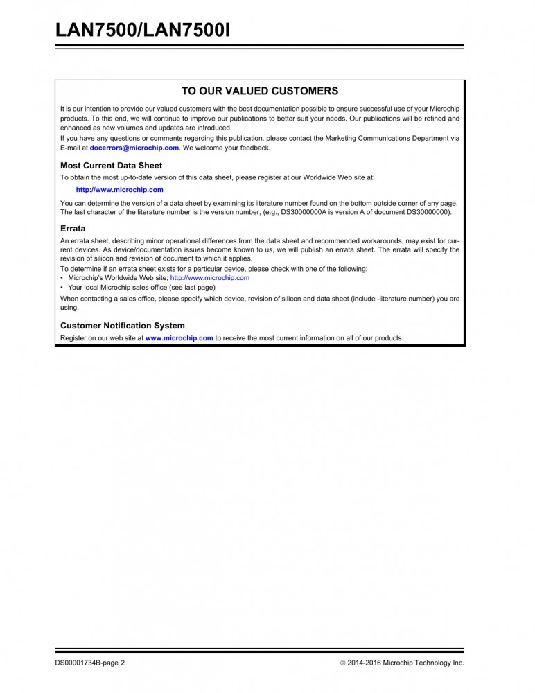 LAN7500 datasheet page 2