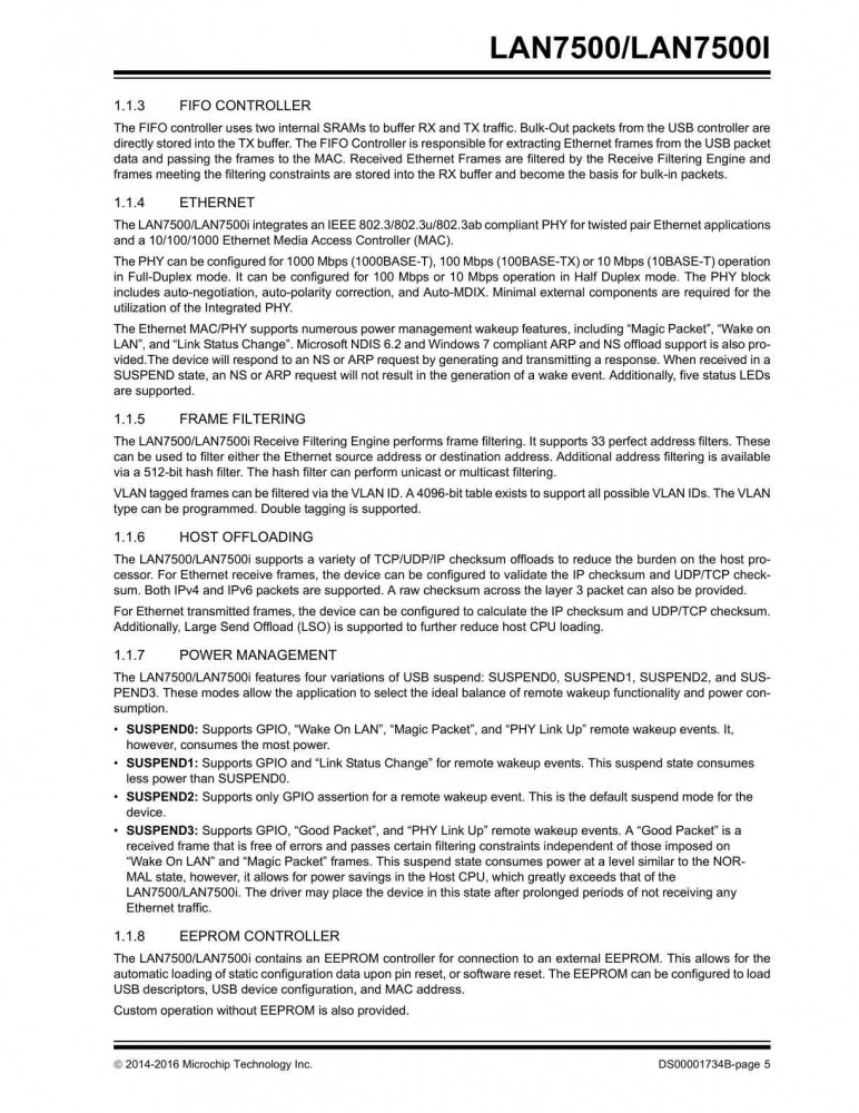 LAN7500 datasheet page 5