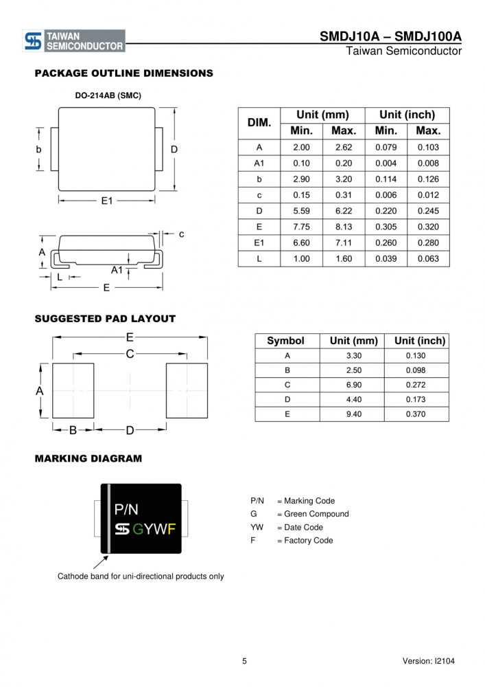 Taiwan Semiconductor SMDJ series datasheet page 5