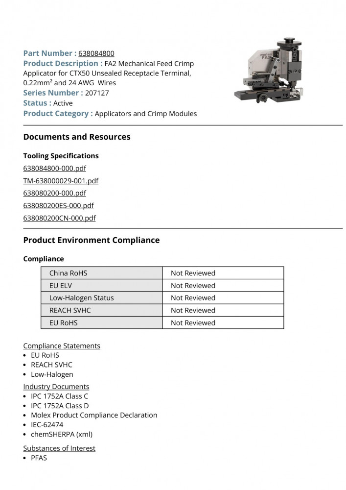 MOLEX 638084800 tooling document preview, page 1
