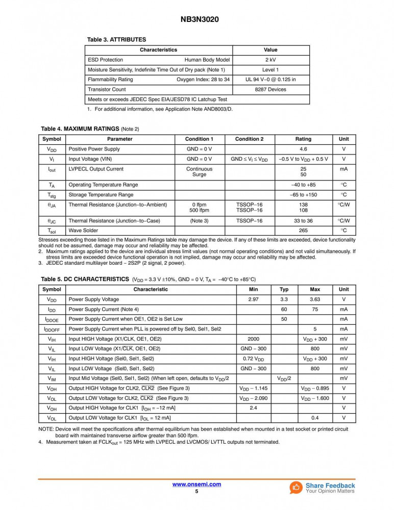 NB3N3020 datasheet page 5