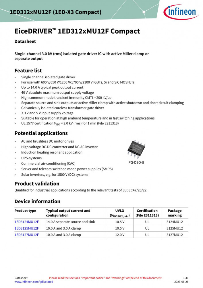 Infineon datasheet page 1