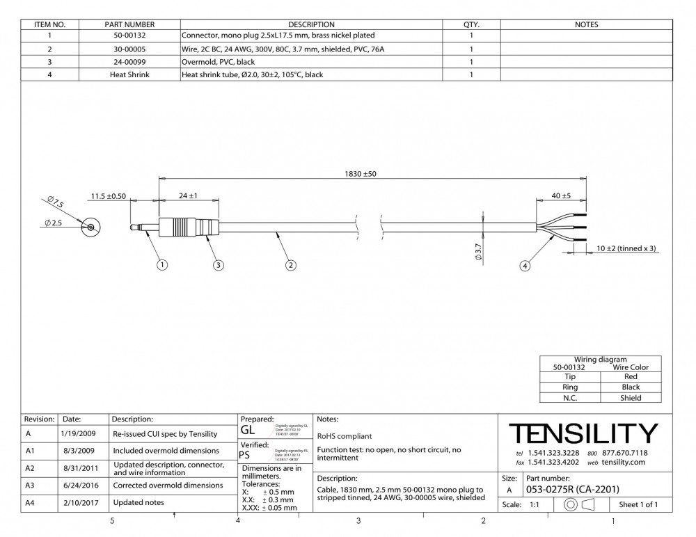 053-0275R product drawing and wiring reference