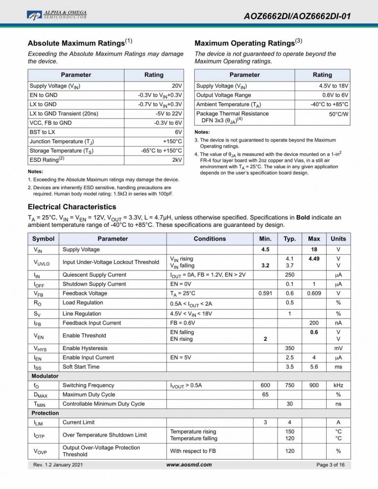 AOZ6662DI datasheet page 3
