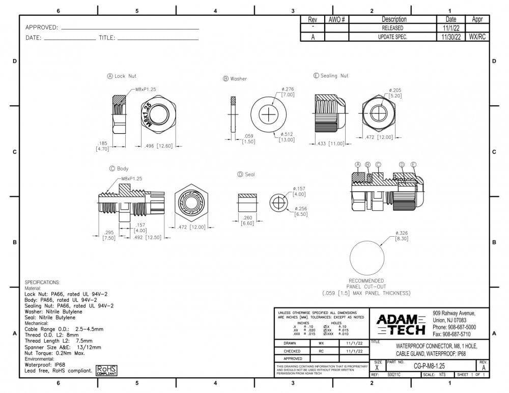 CG-P-M8-1.25 technical document preview